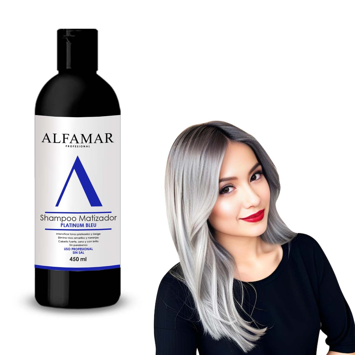 Shampoo Matizador Azul Alfamar Elimina Vizos Amarillos Naranjas y Verd ...